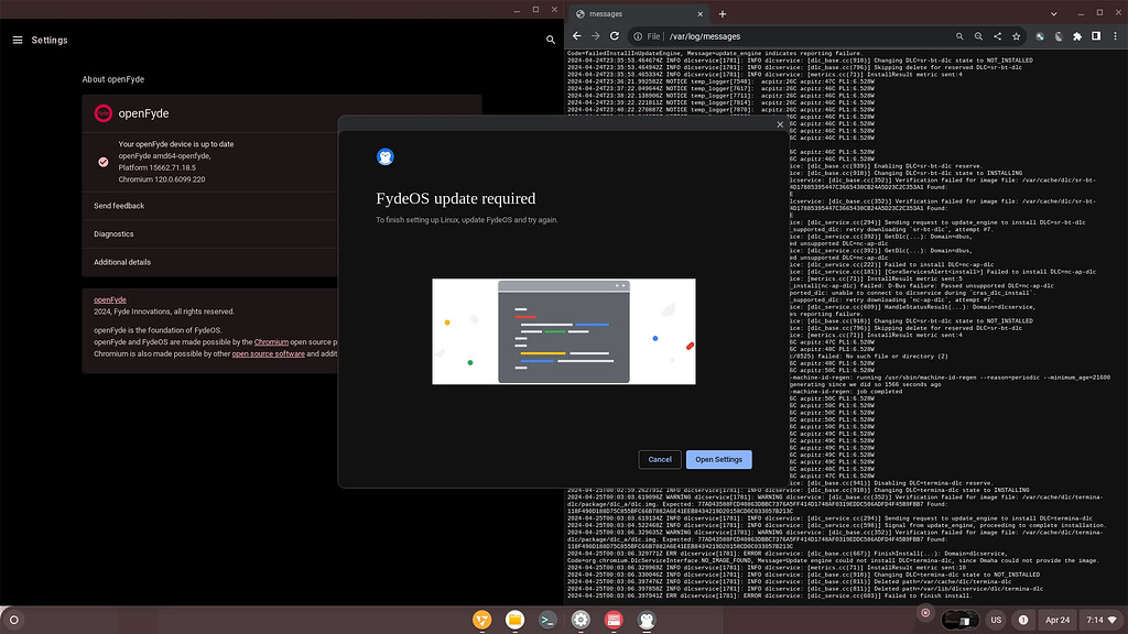 Openfyde trouble installing Linux - Support & help - FydeOS Community